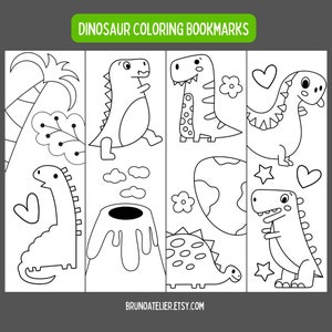 Dinosaur Coloring Bookmarks for Kids, Printable Bookmarks to Color ...