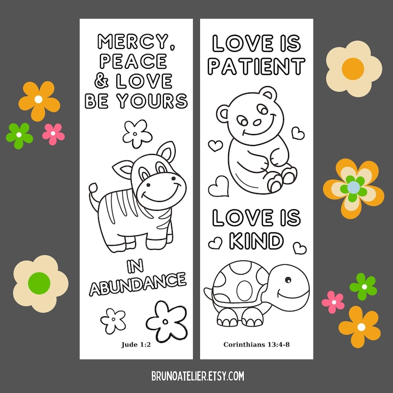 Bible Verse Coloring Bookmarks for Kids, Bible Bookmarks, Animal ...