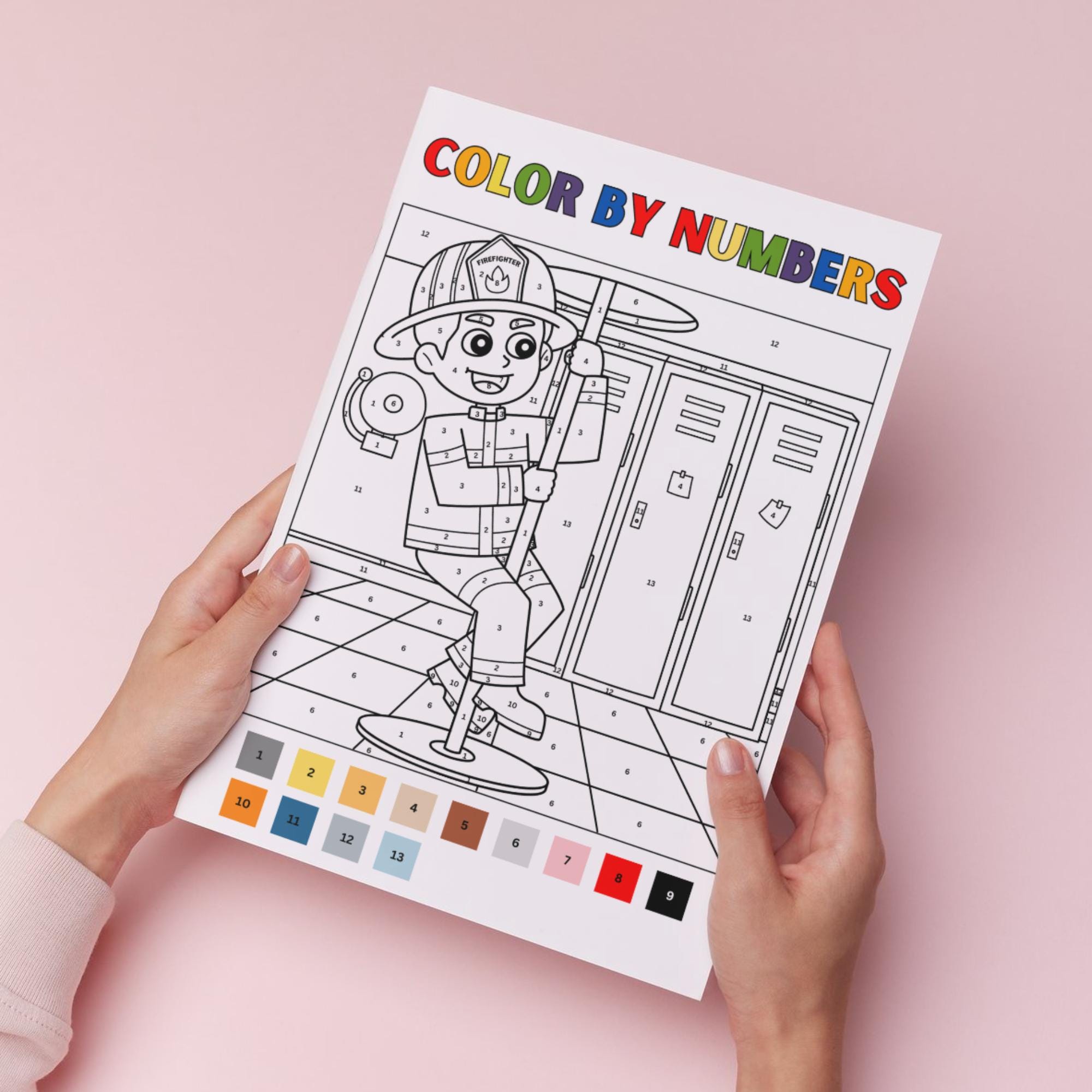 Firefighter Coloring Pages for Kids, Firefighter Color by Number ...