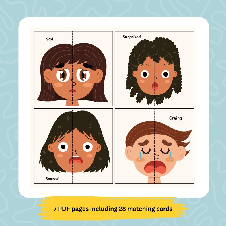 Emotional Learning Activities, Printable Matching Worksheets for Kids ...