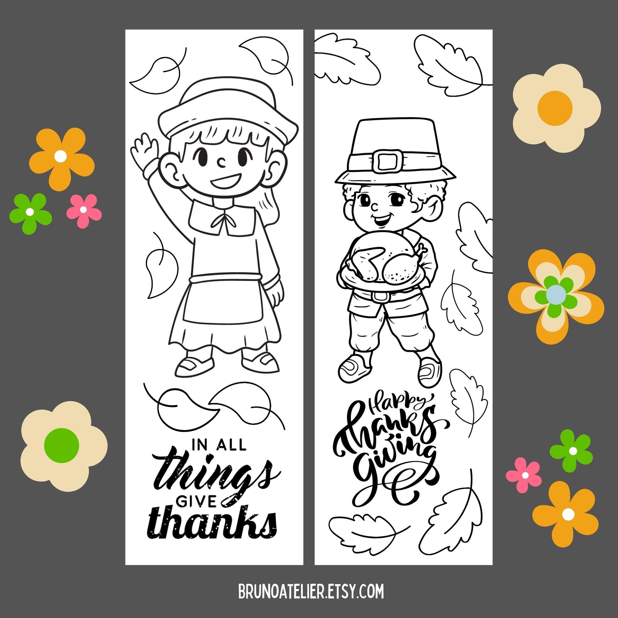 Thanksgiving Coloring Bookmarks for Kids Thanksgiving - Etsy