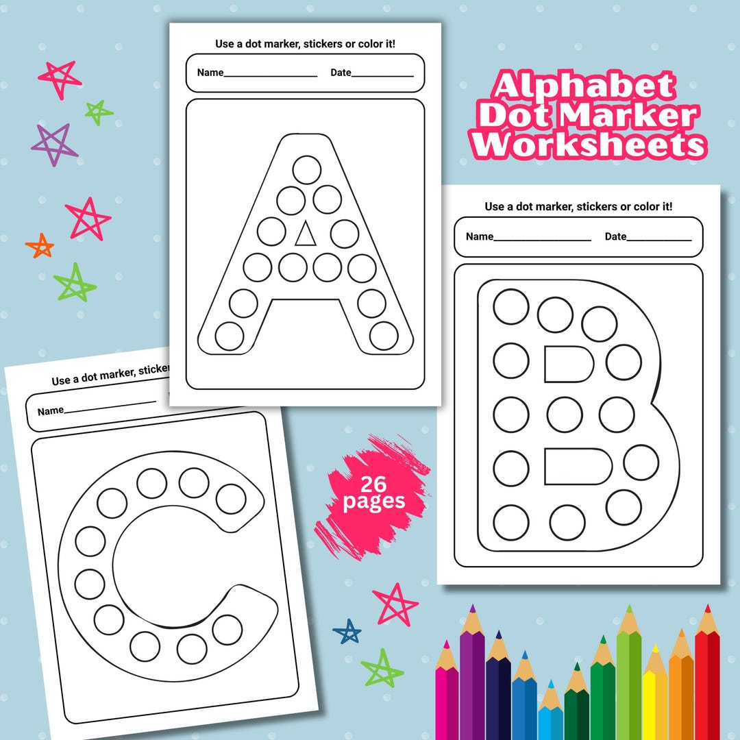 Alphabet Dot Marker Worksheets for Kids, Alphabet Dot Marker Pages ...