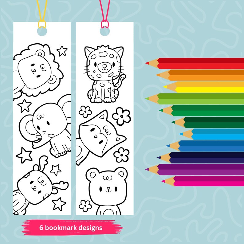 Baby Animal Coloring Bookmarks for Kids, Cute Animal Coloring Bookmarks ...