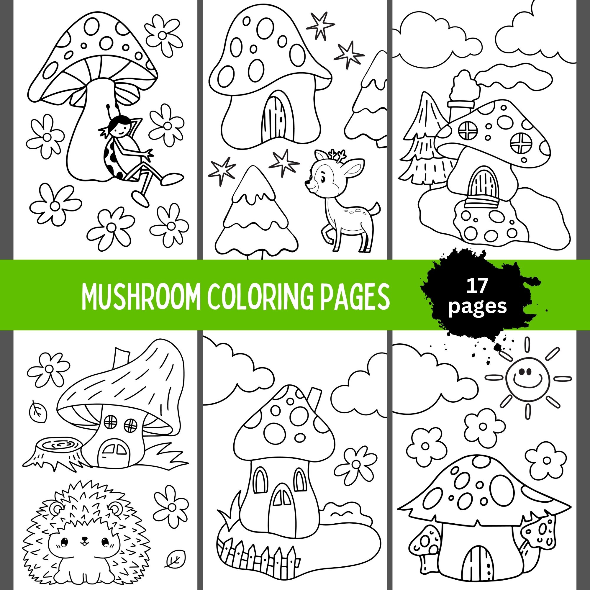 Fairy House Coloring Pages for Kids, Mushroom Coloring Pages, Mushroom ...