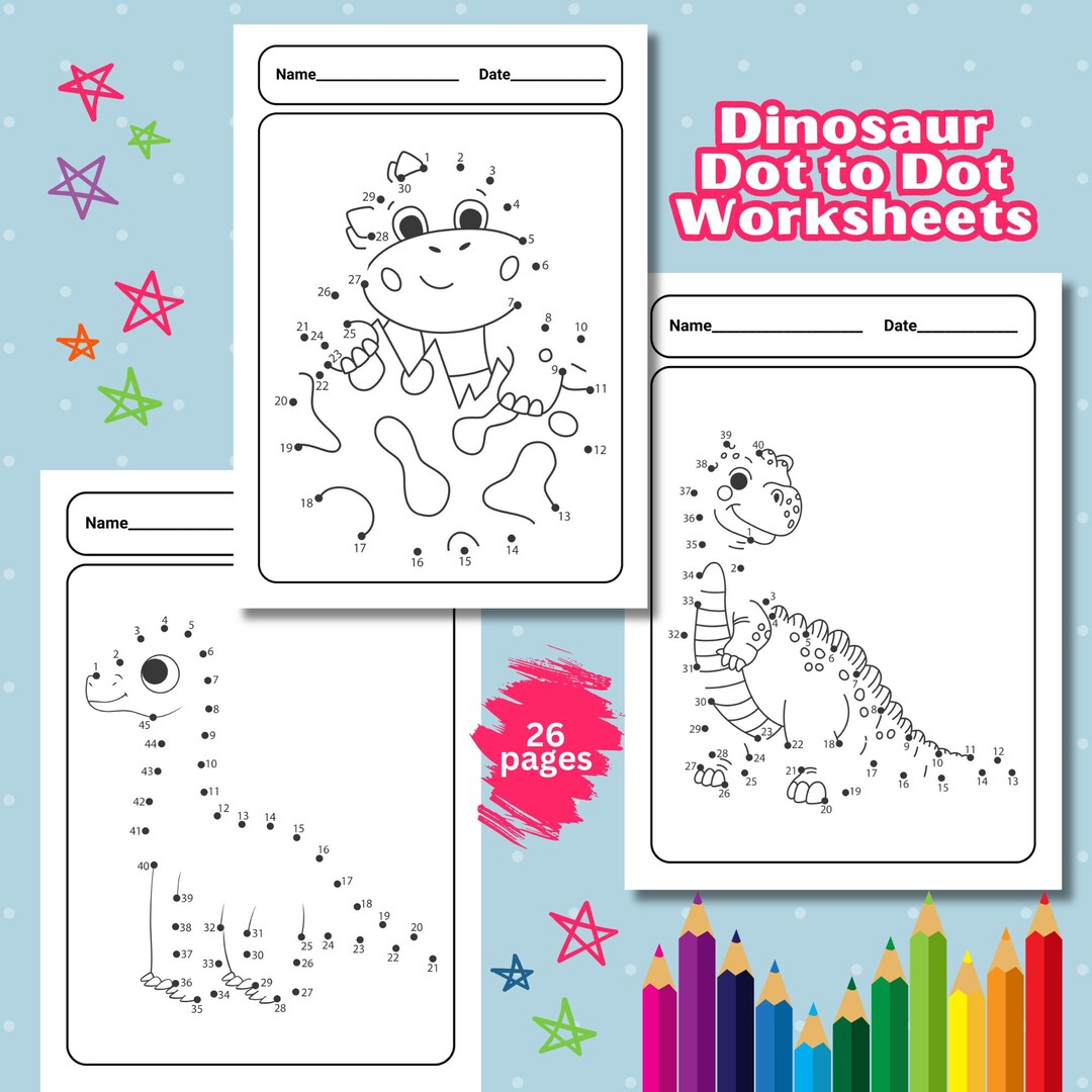 Printable Dinosaur Dot to Dot Coloring Pages, Printable Connect the ...