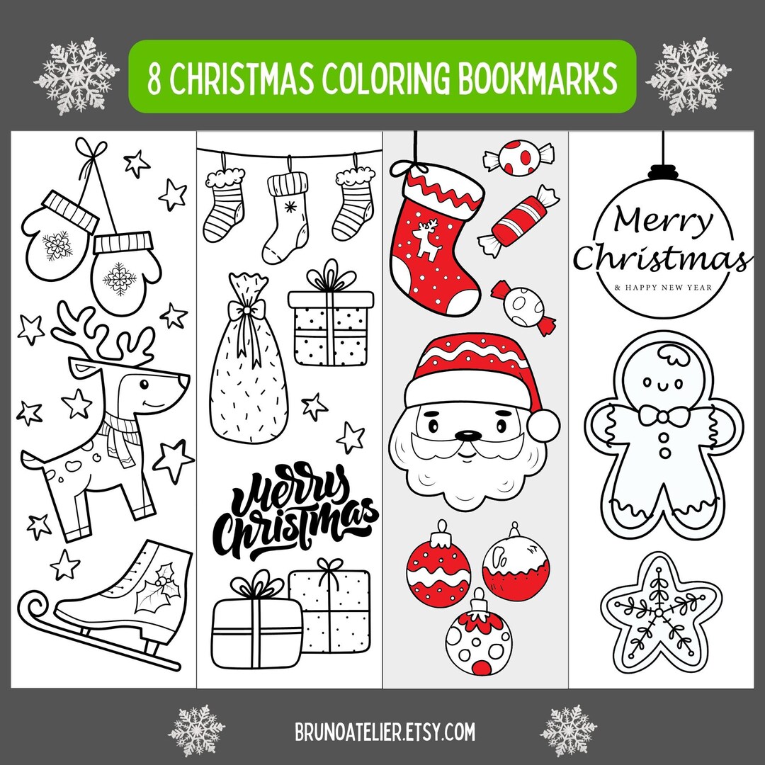 Christmas Coloring Bookmarks for Kids, Animal Coloring Bookmarks ...