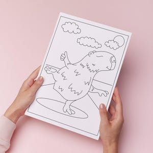 Cute Capybara Coloring Pages for Kids, Capybara Coloring Sheet ...
