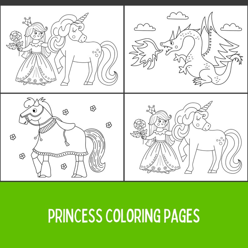 Princess Coloring Pages for Kids, Castle Coloring Pages, Unicorn ...