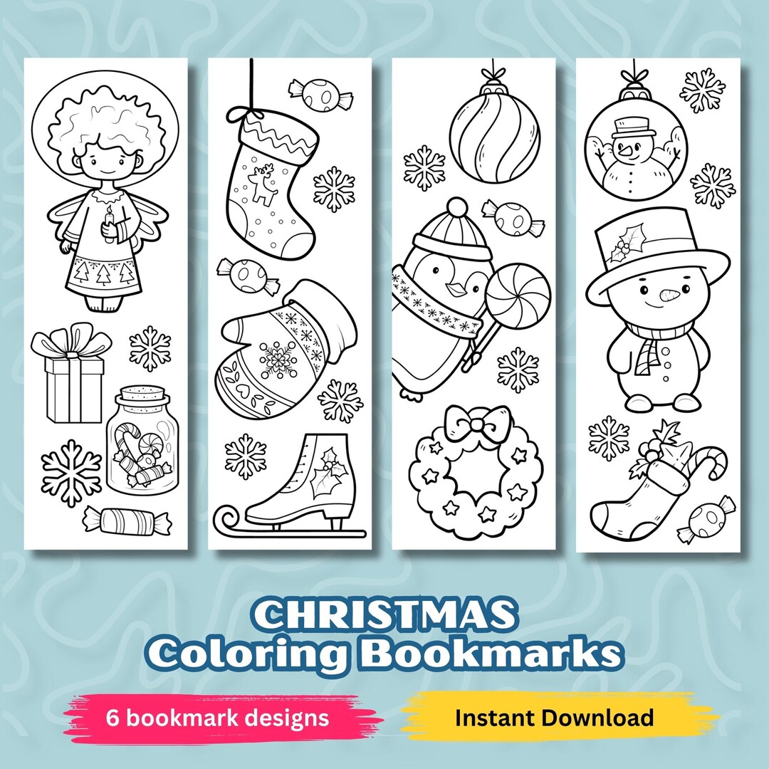 Christmas Animal Coloring Bookmarks for Kids (PDF) - Etsy