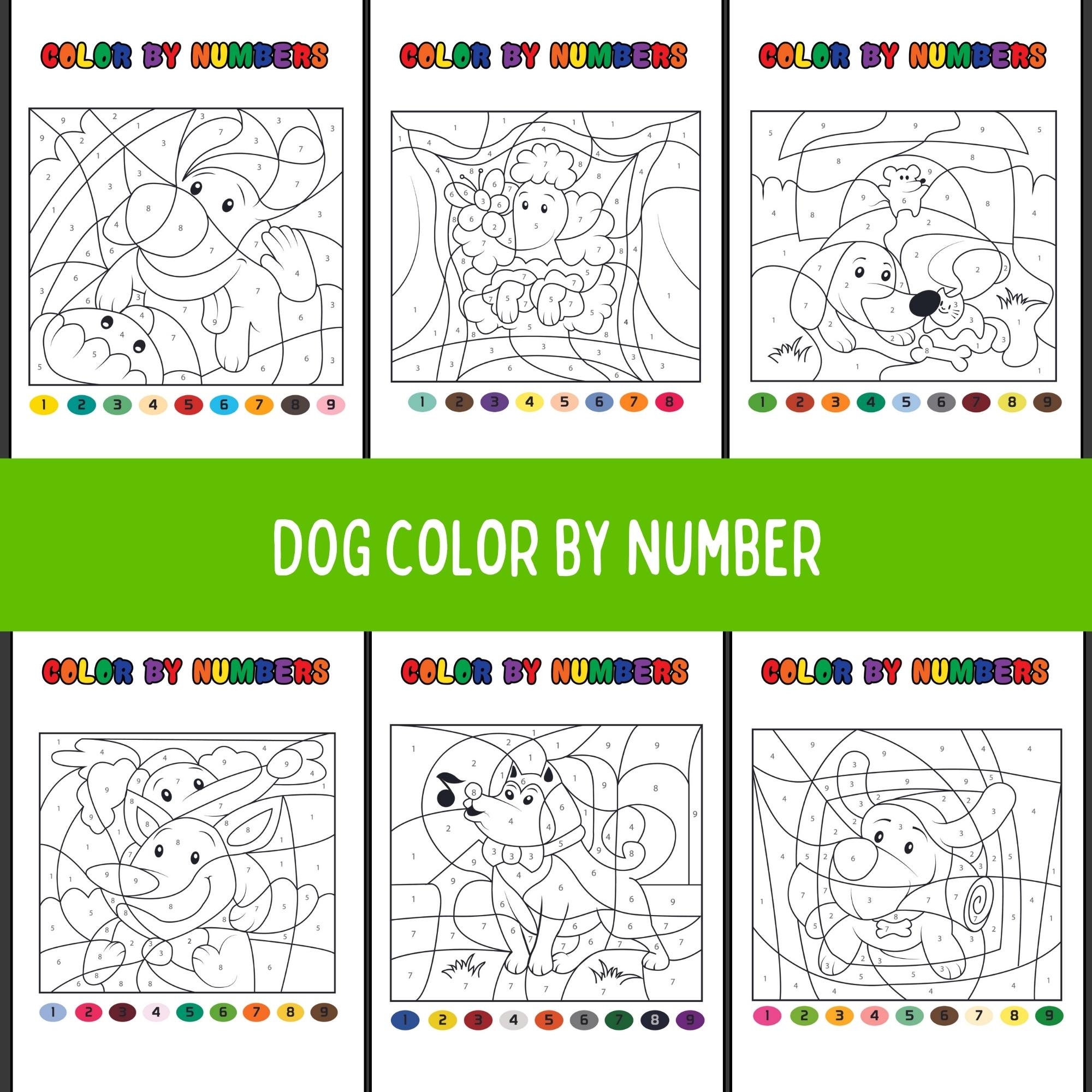 Dog Color by Number Pages for Kids, Color by Number Book, Printable ...