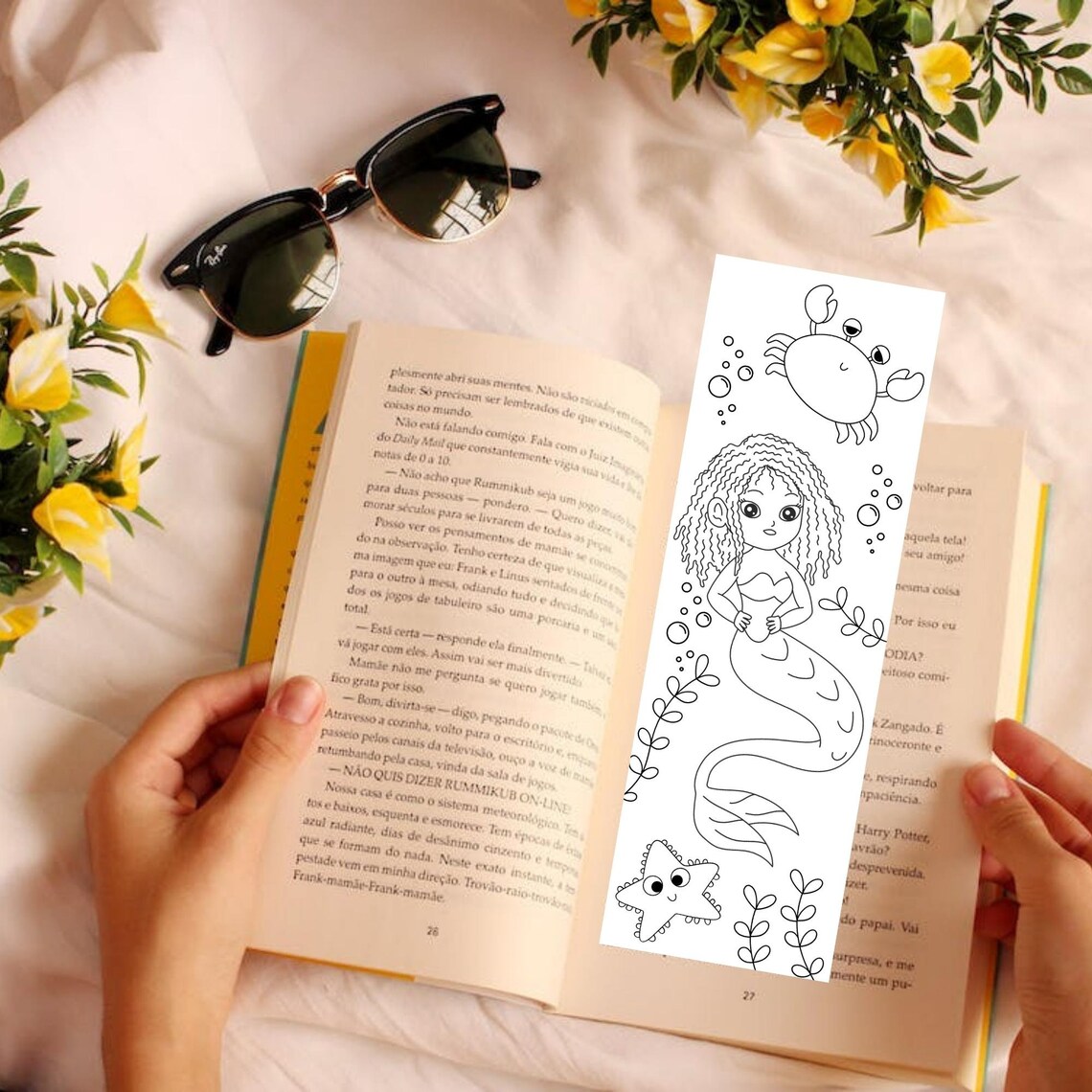 Mermaid Coloring Bookmarks for Kids, Sea Animal Coloring Bookmarks ...