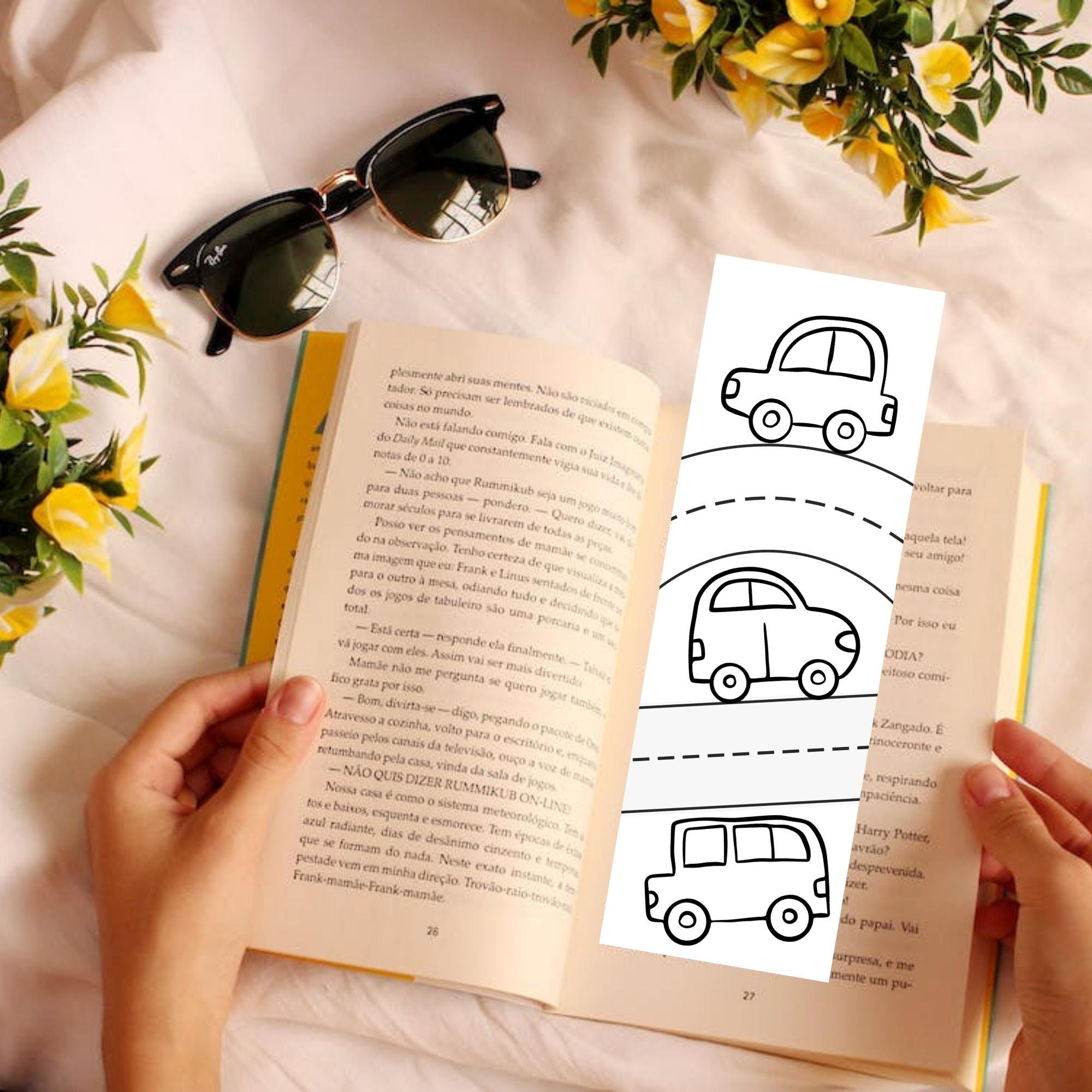 Car Coloring Bookmarks for Kids: Vehicle Designs (PDF Download) - Etsy