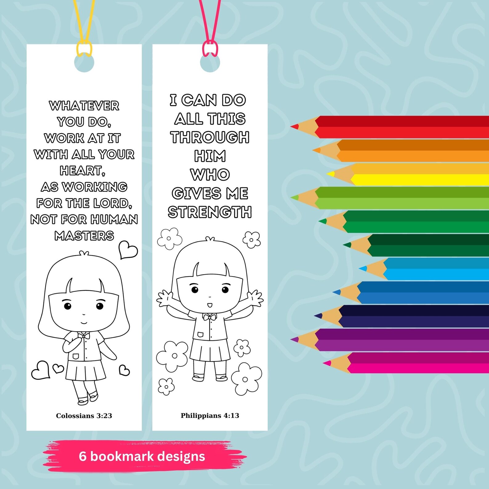 Bible Verse Coloring Bookmarks for Kids, Printable Bible Bookmarks ...