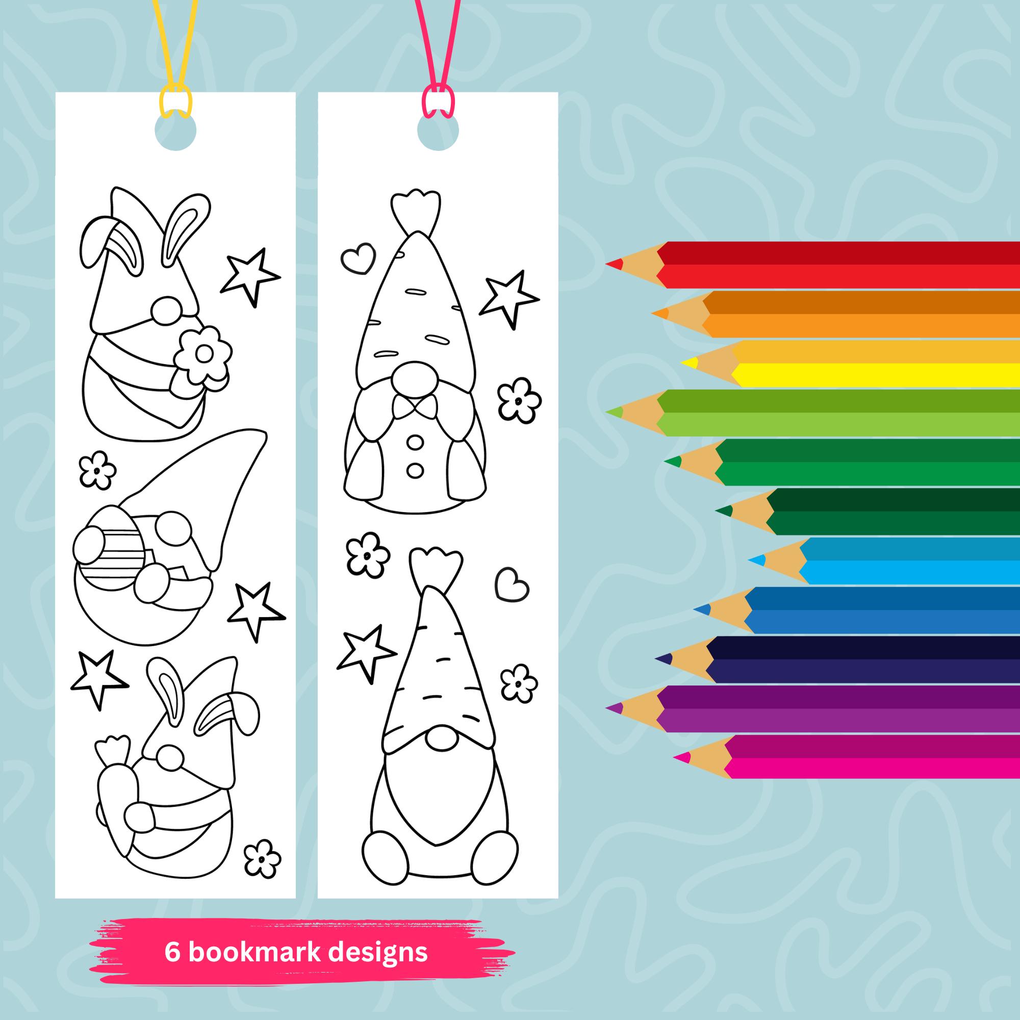 Easter Coloring Bookmarks for Kids, Easter Gnome Coloring Pages, Easter ...