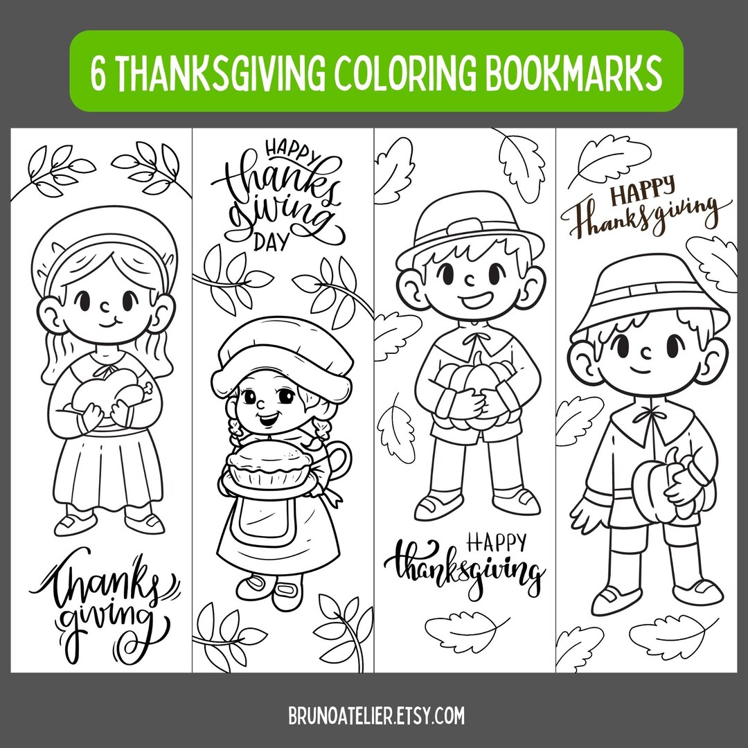 Thanksgiving Coloring Bookmarks for Kids Thanksgiving - Etsy