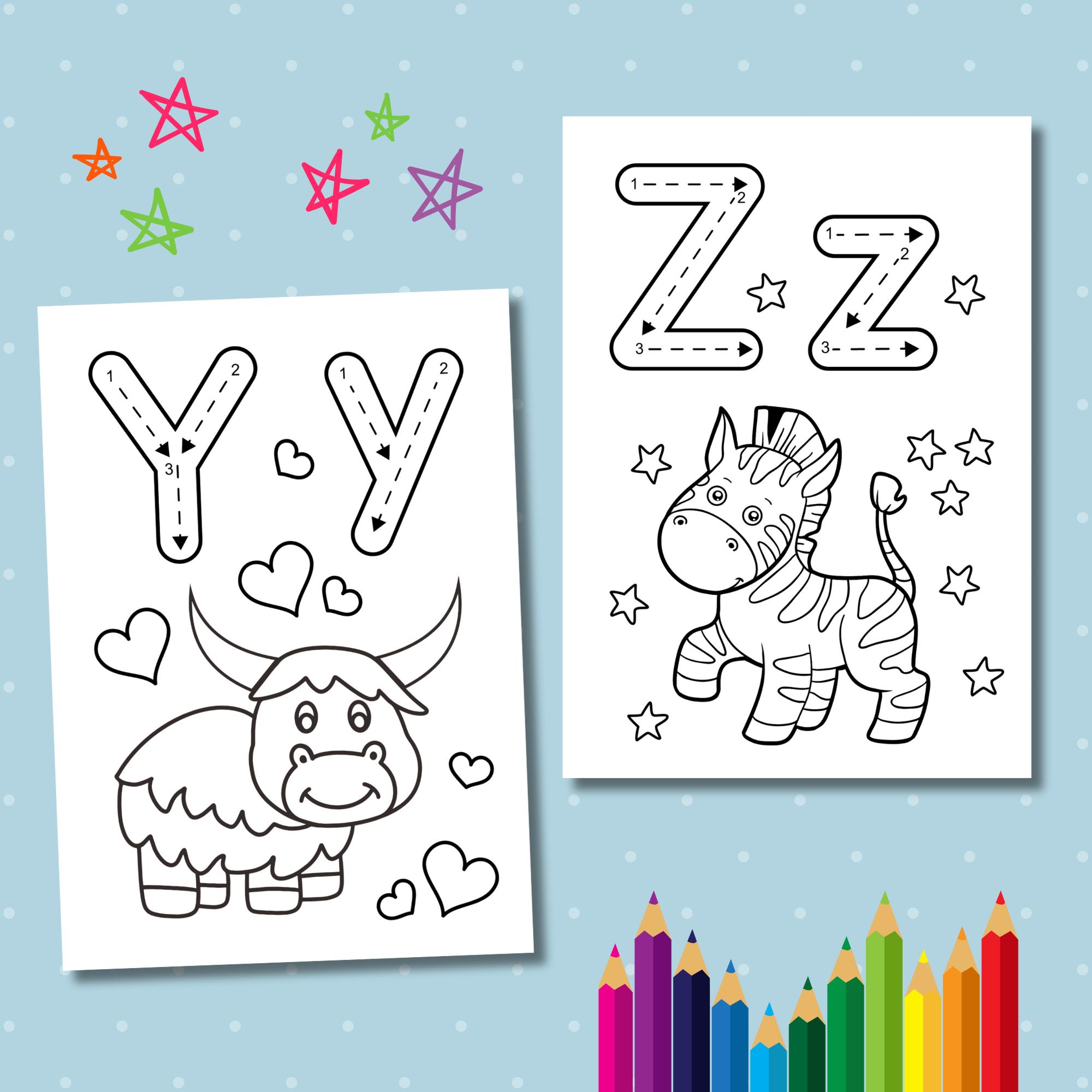 Animal Alphabet Coloring Pages for Toddlers, ABC Coloring Book for Kids ...