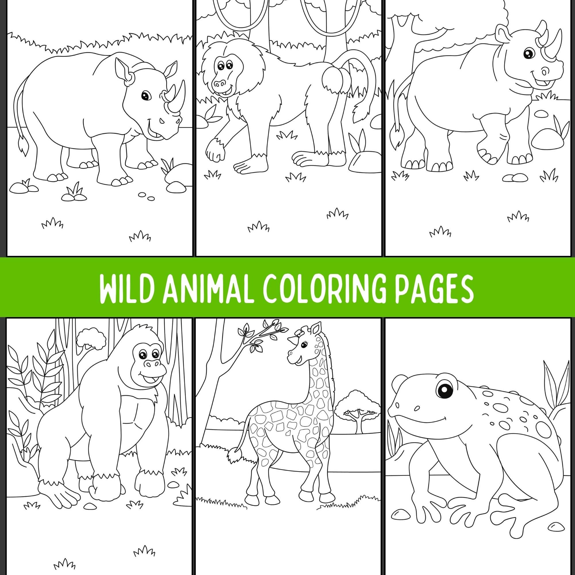 Safari Coloring Pages for Kids, Wild Animal Coloring Pages for Toddlers ...