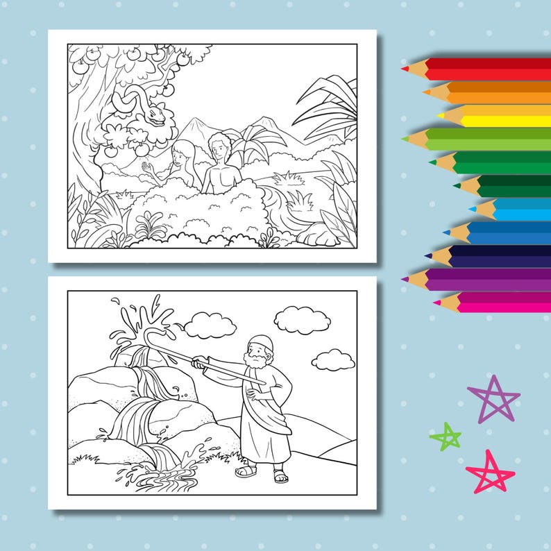 Printable Bible Story Coloring Pages for Kids, Bible Activity Sheets ...
