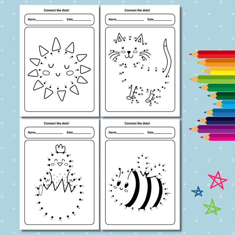 Printable Farm Animal Dot to Dot Coloring Pages, Farm Animal Coloring ...