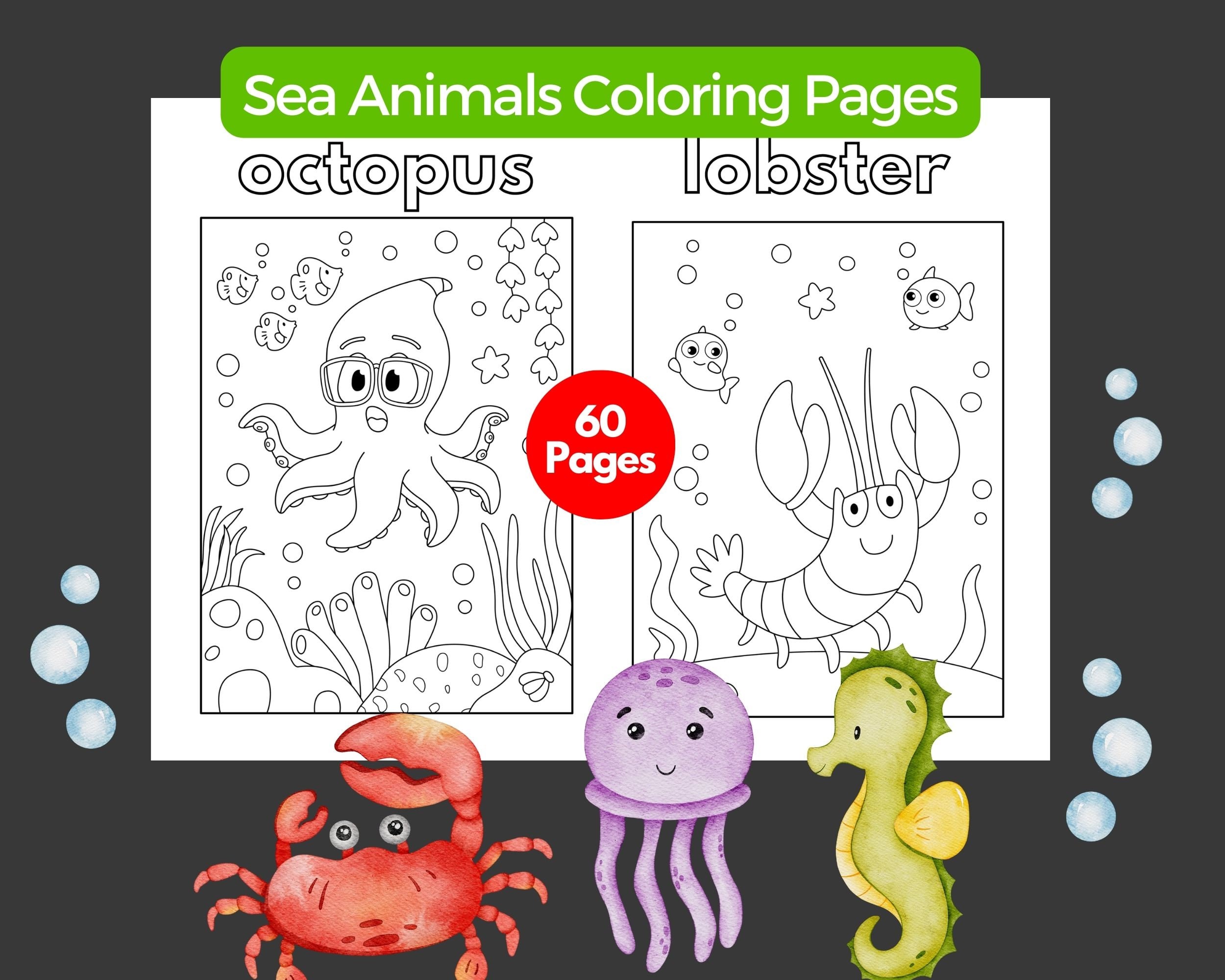Cartoon Sea Animals Coloring Pages