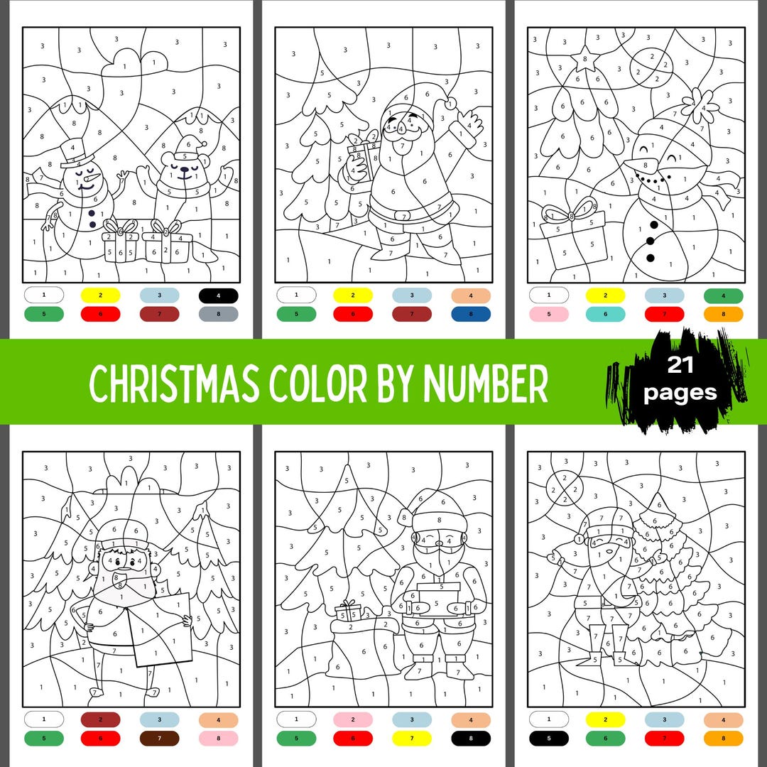 Christmas Color by Number for Kids, Color by Number Book, Printable ...