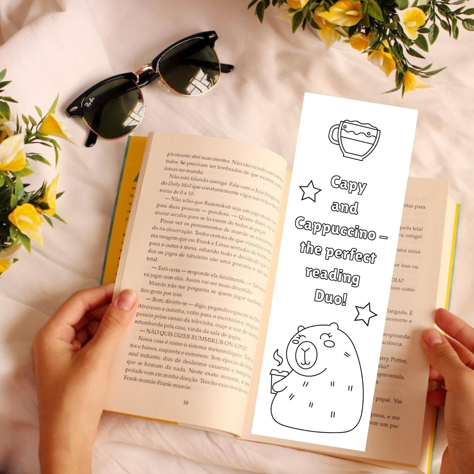 Capybara Coloring Bookmarks, Set of 6 Cute Animal Bookmarks (digital ...