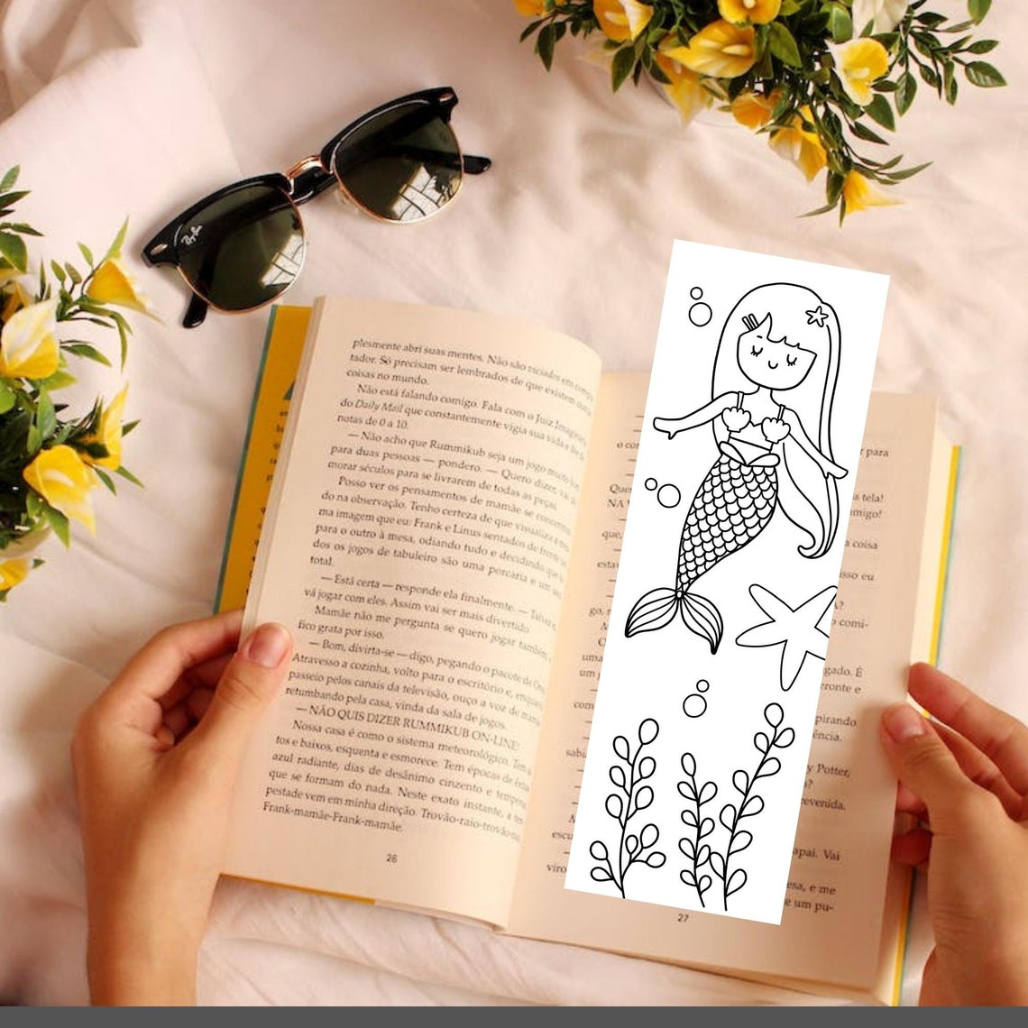 Mermaid Coloring Bookmarks for Kids, Sea Animal Coloring Bookmarks ...