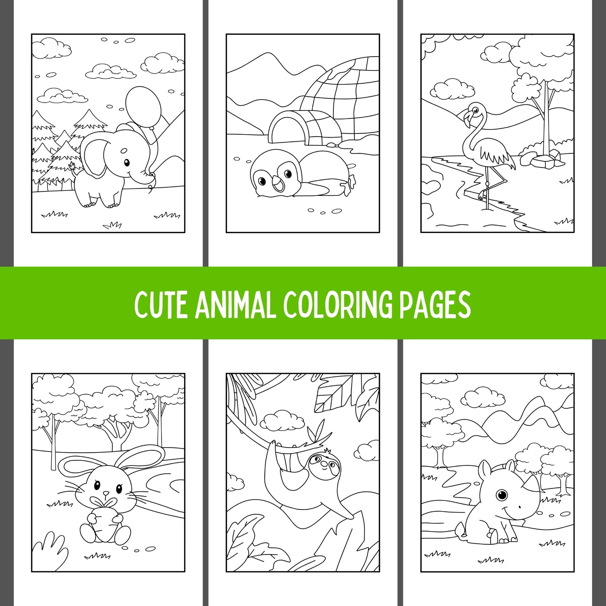 Cute Animal Coloring Pages for Kids Animal Coloring Sheets - Etsy