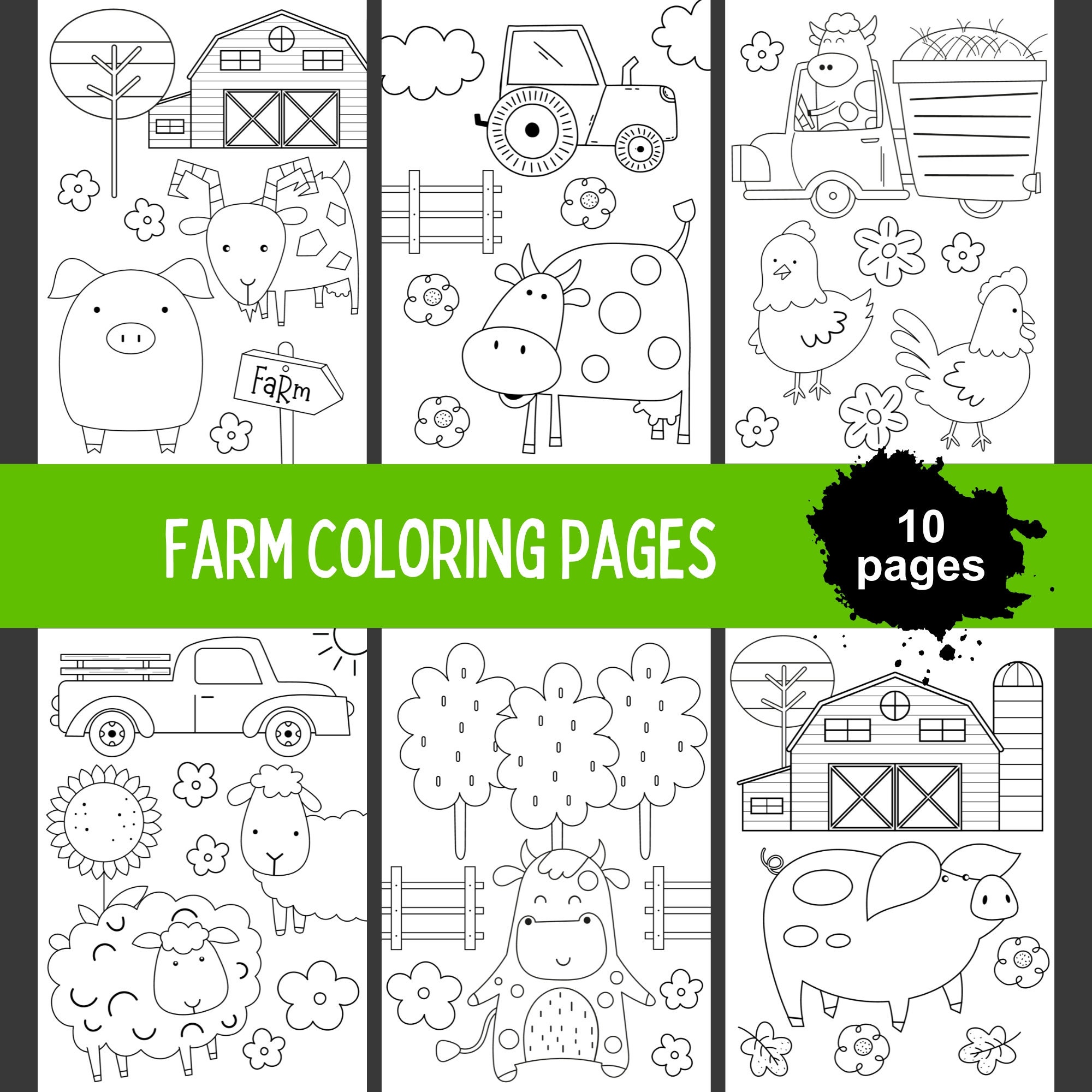 Farm Coloring Pages for Kids, Farm Animal Coloring Pages, Farm Birthday ...