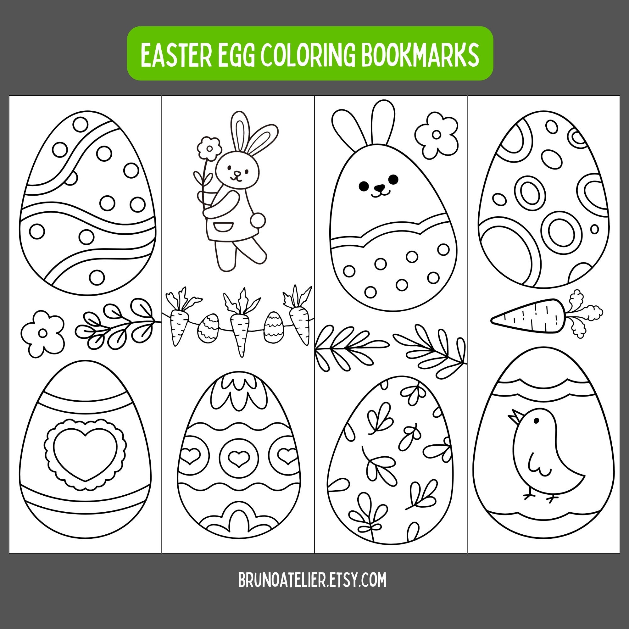 Easter Coloring Bookmarks for Kids, Easter Egg Coloring Bookmarks ...