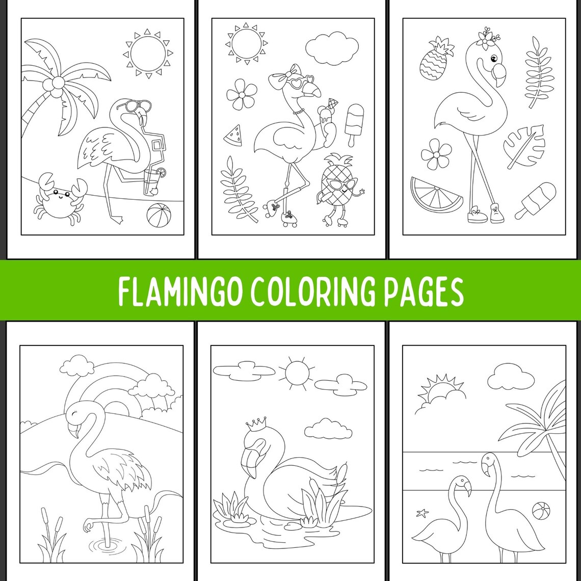 Flamingo Coloring Pages for Kids, Birds Coloring Pages, Summer Coloring ...