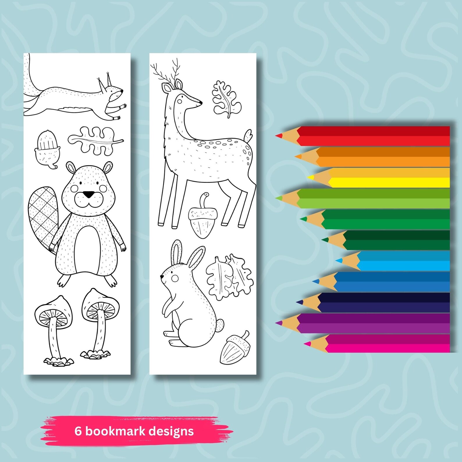 Forest Bookmarks, Woodland Coloring Bookmarks for Kids, Cute Animal ...