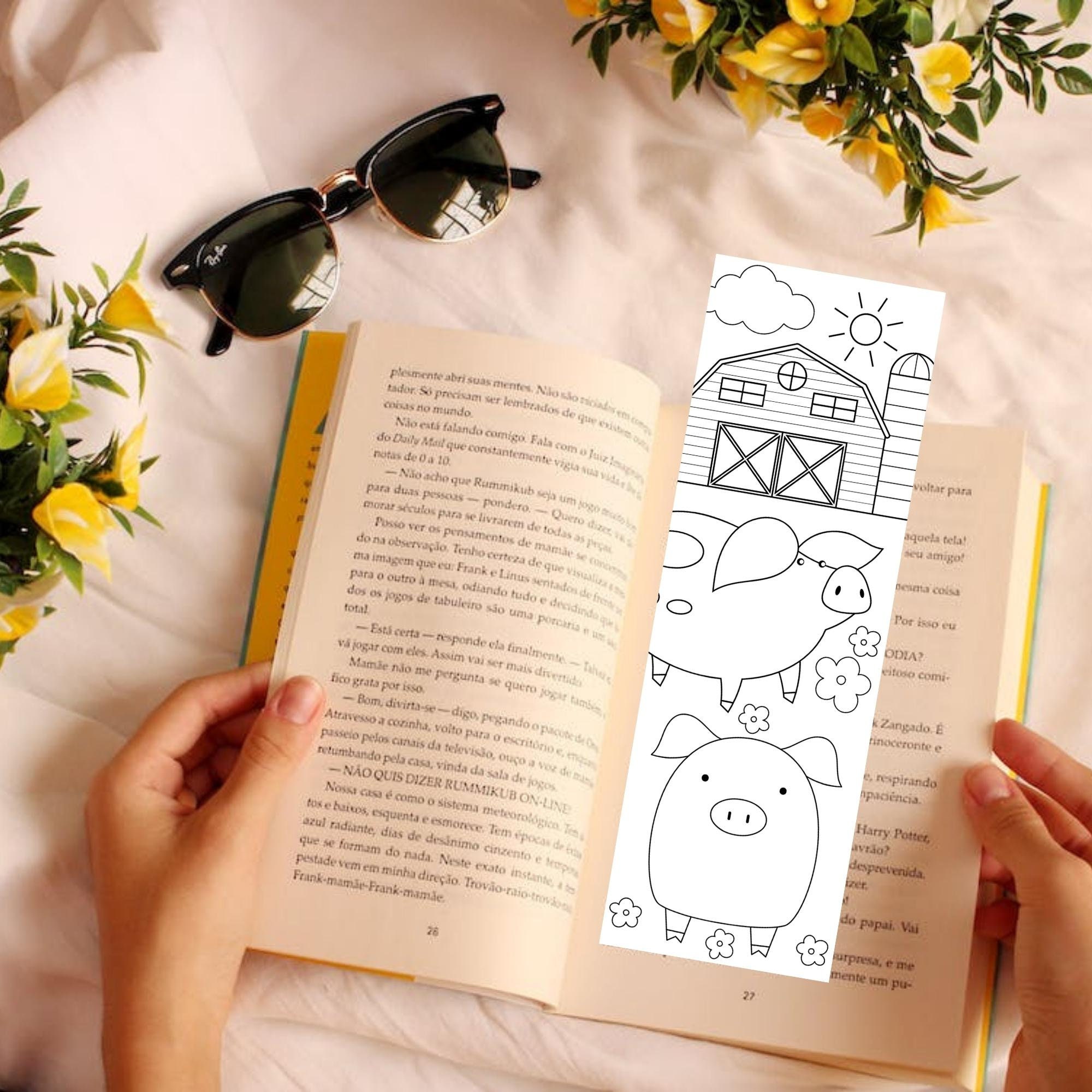 Farm Coloring Bookmarks for Kids, Cute Animal Coloring Bookmarks, Farm ...