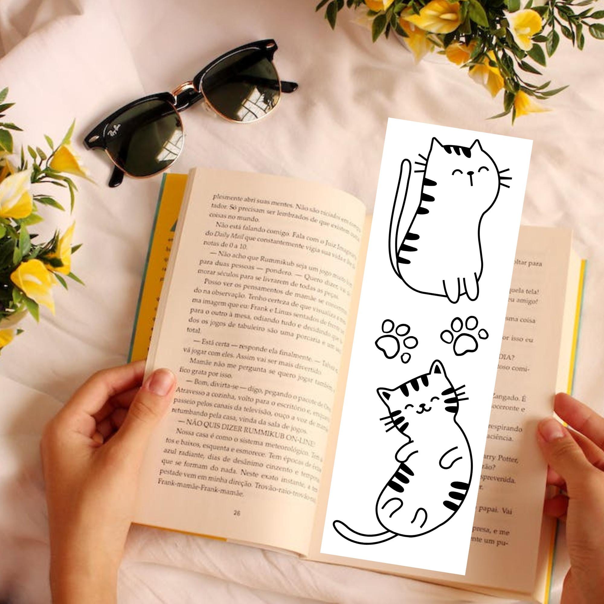 Cute Cat Coloring Bookmarks for Kids, Animal Coloring Bookmarks, Cute ...