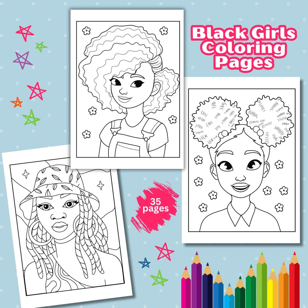 African American Coloring Book for Kids: 35 Black Girl Coloring Pages ...