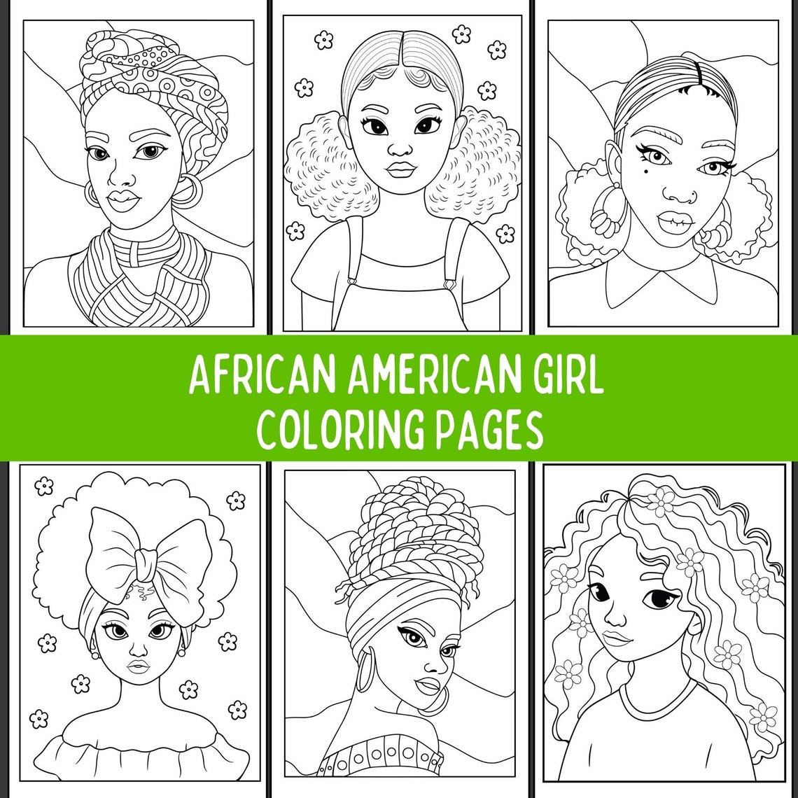 Black Girl Coloring Book for Kids, Melanin Coloring Pages, African ...