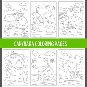Cute Capybara Coloring Pages for Kids, Capybara Coloring Sheet ...