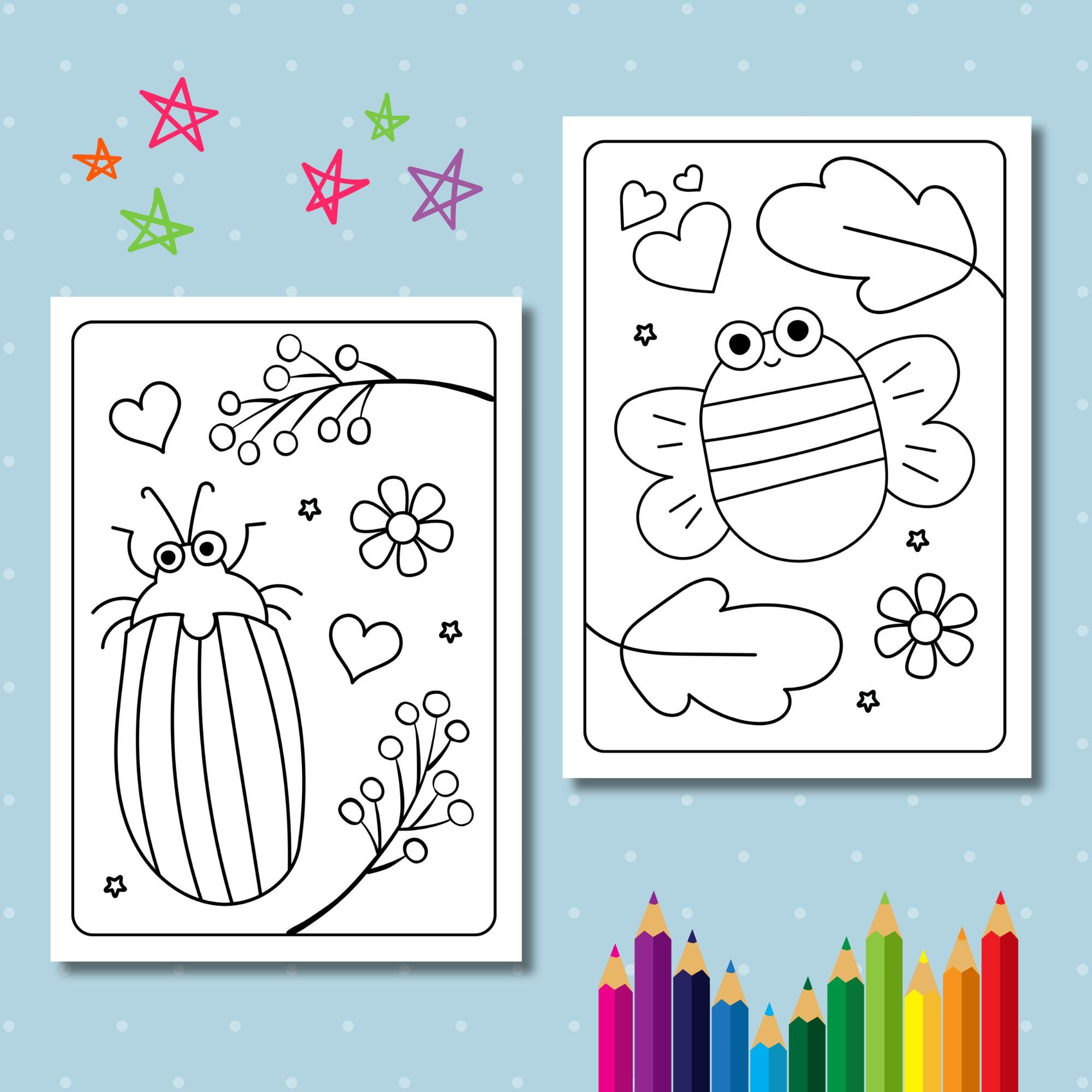 Cute Bug Coloring Pages for Kids, Printable Insect Coloring Pages ...