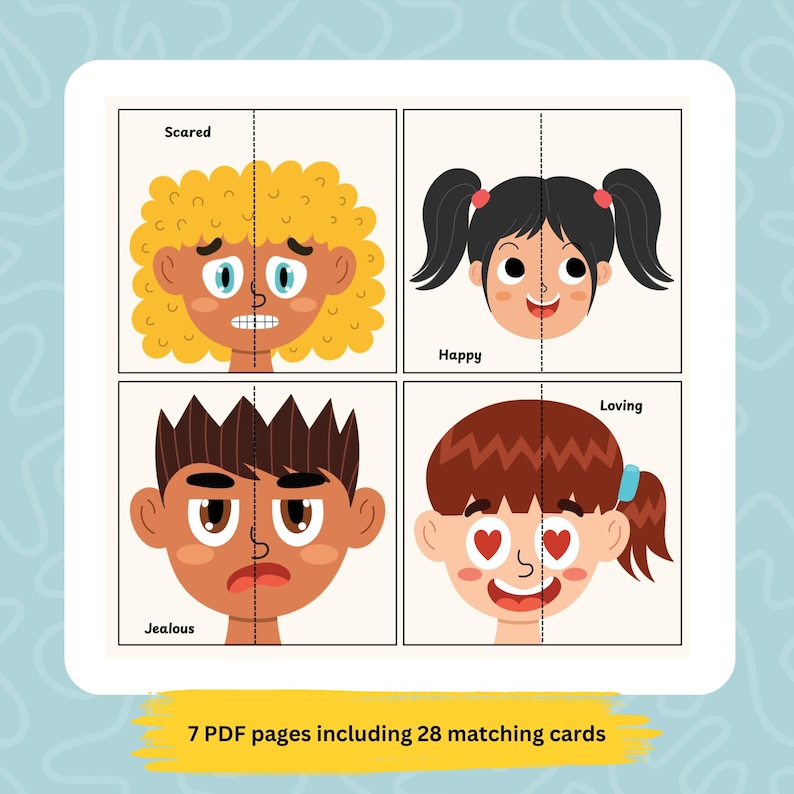 Emotional Learning Activities, Printable Matching Worksheets for Kids ...