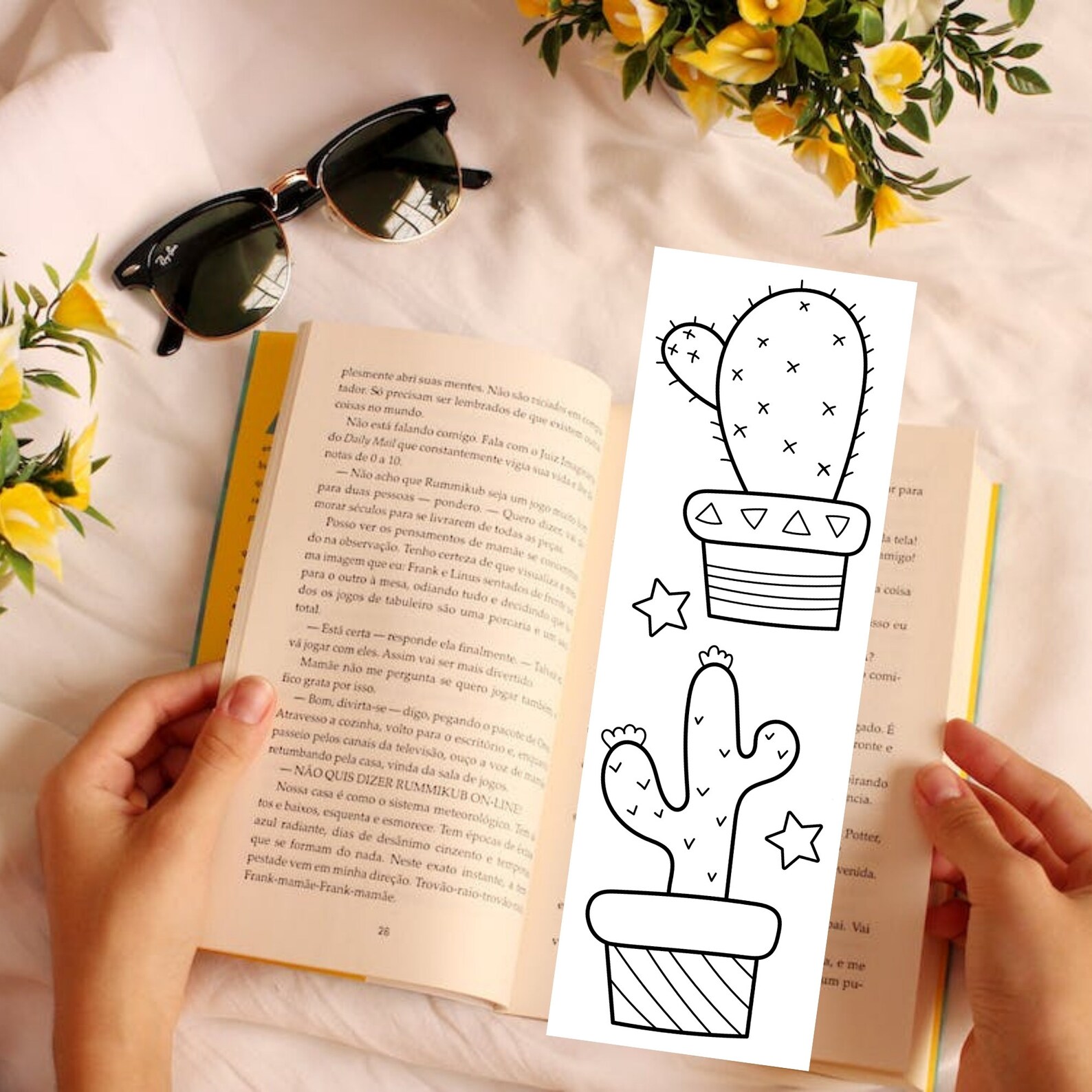 Cactus Coloring Bookmarks for Kids, Catus Bookmarks, Printable Bookmark ...