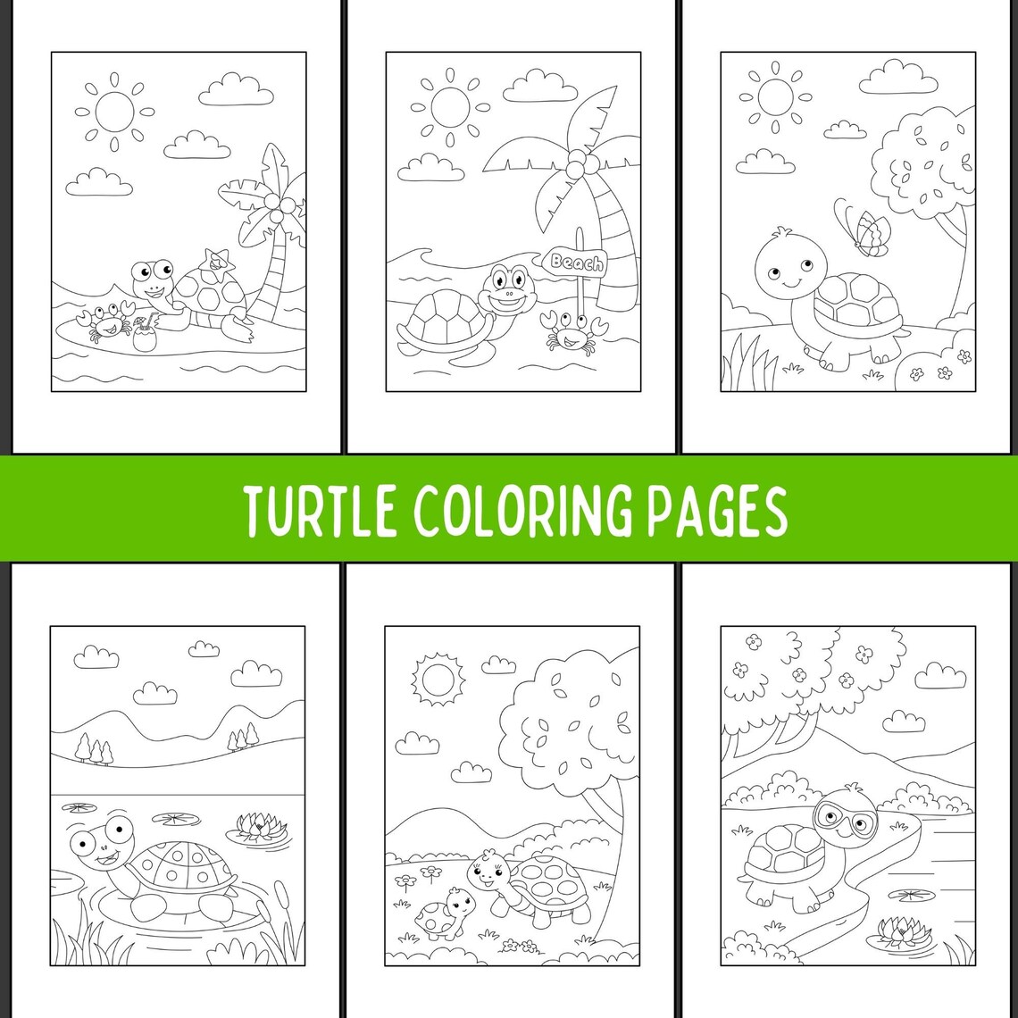 Sea Turtle Coloring Page for Kids, Turtle Birthday Party, Sea Animal ...