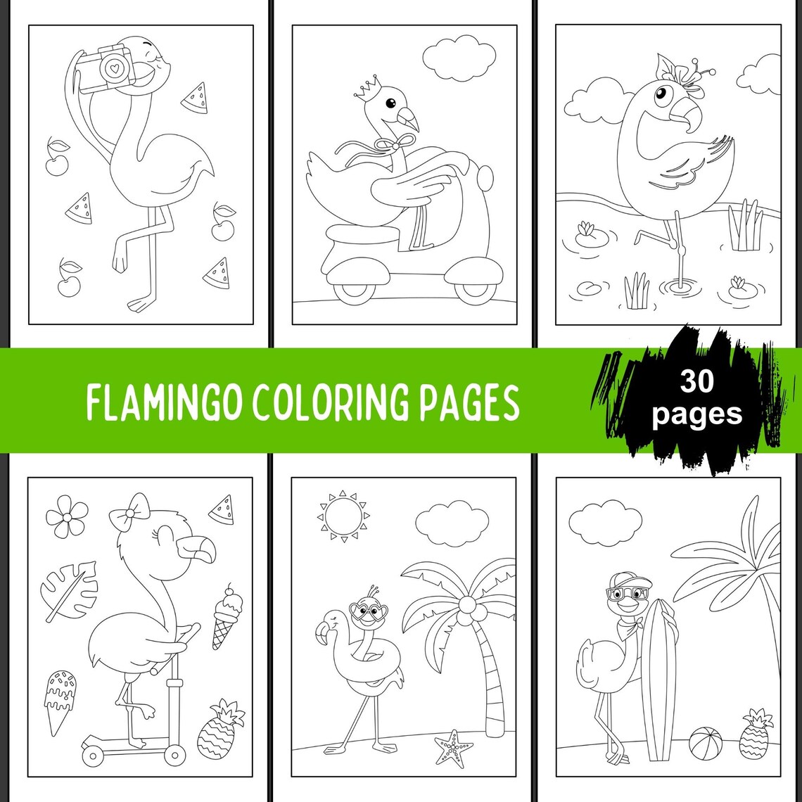 Flamingo Coloring Pages for Kids, Birds Coloring Pages, Summer Coloring ...