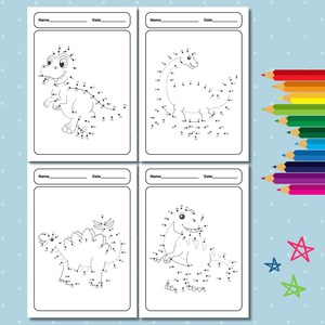 Printable Dinosaur Dot to Dot Coloring Pages, Printable Connect the ...