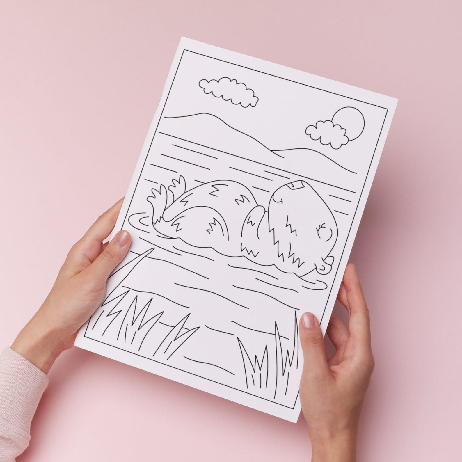 Cute Capybara Coloring Pages for Kids, Capybara Coloring Sheet ...