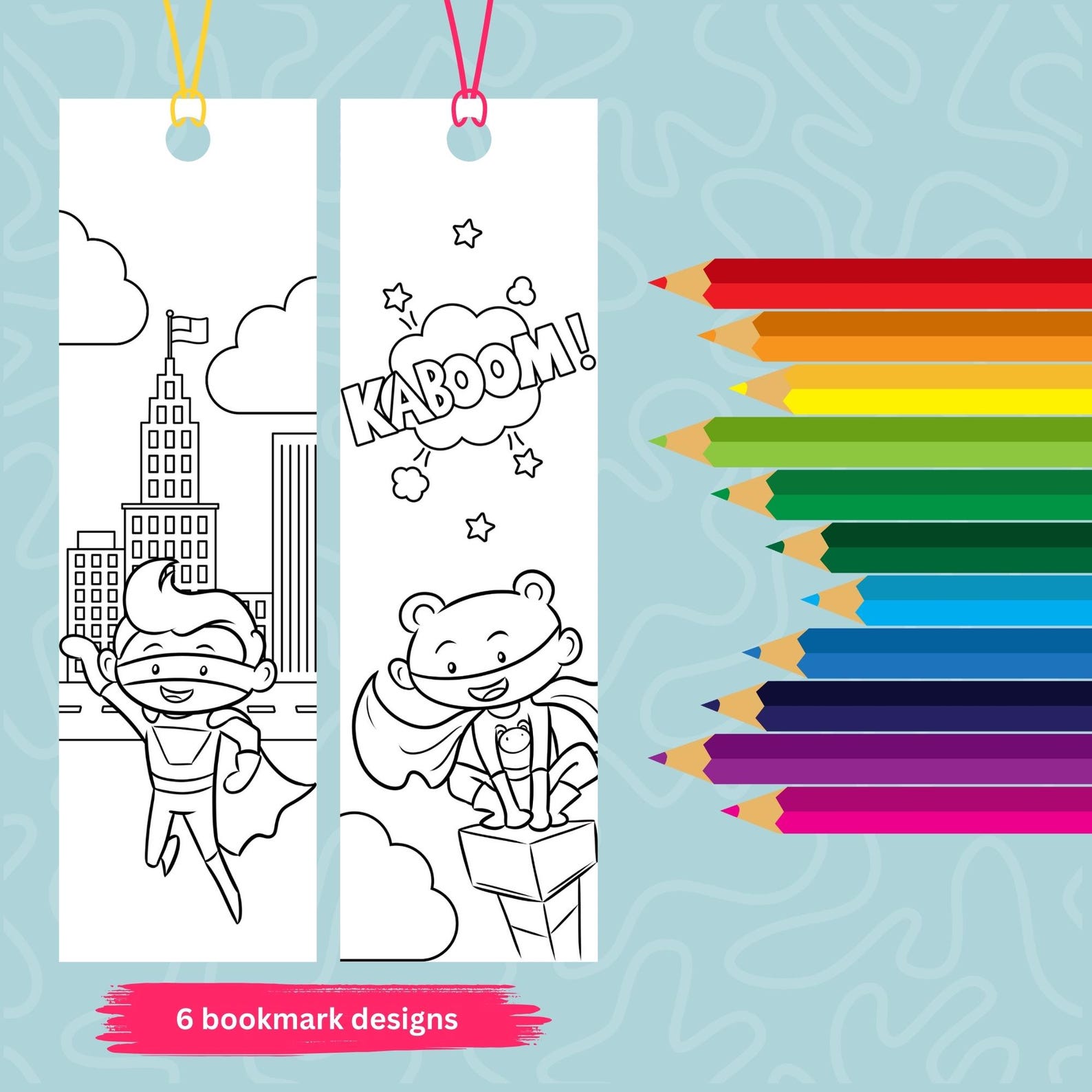 Superhero Coloring Bookmarks for Kids: Printable DIY Set (PDF) - Etsy