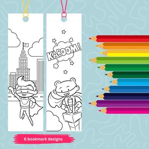 Superhero Coloring Bookmarks for Kids: Printable DIY Set (PDF) - Etsy