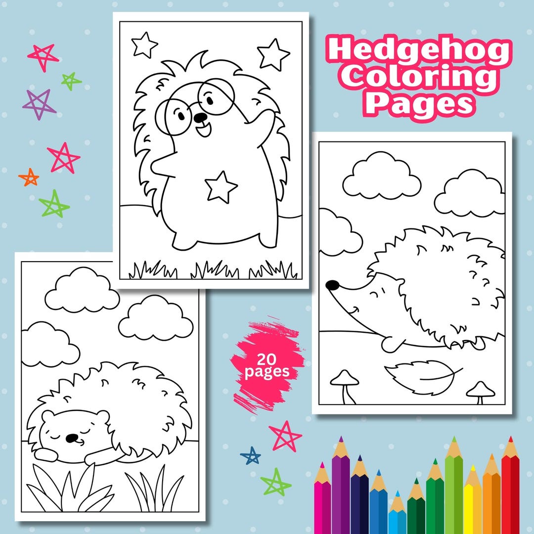 Woodland Coloring Pages for Kids, Hedgehog Coloring Pages, Woodland ...