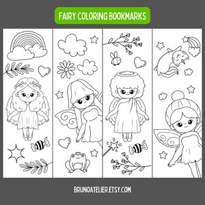 Fairy Coloring Bookmarks for Kids, Princess Coloring Bookmarks, Fairy ...