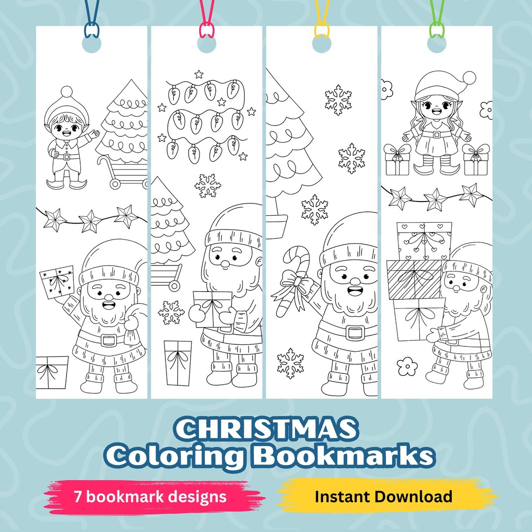 Santa Claus Coloring Bookmarks: Christmas Kids Activity (digital ...