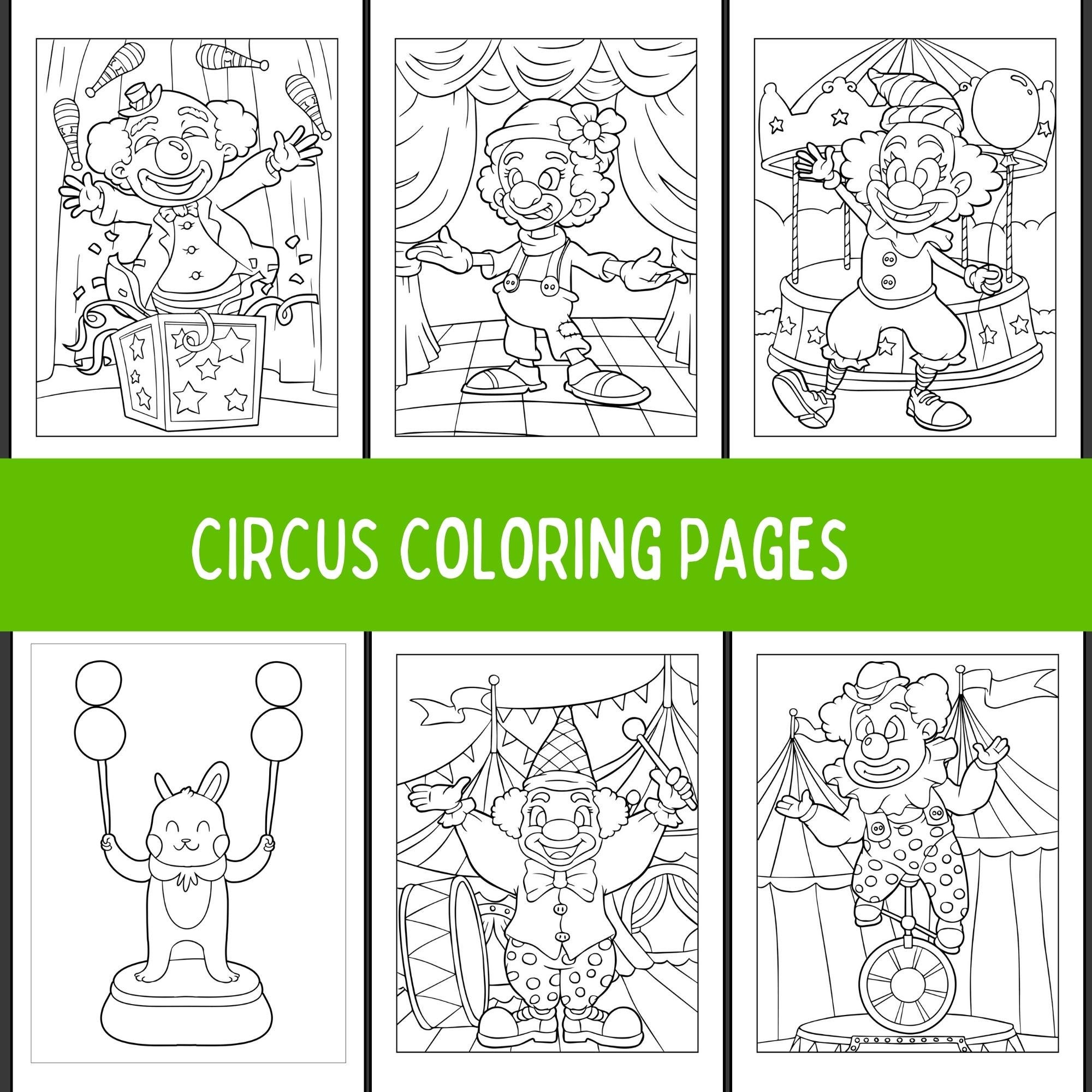 Circus Coloring Pages for Kids, Clown Coloring Pages, Circus Animal ...